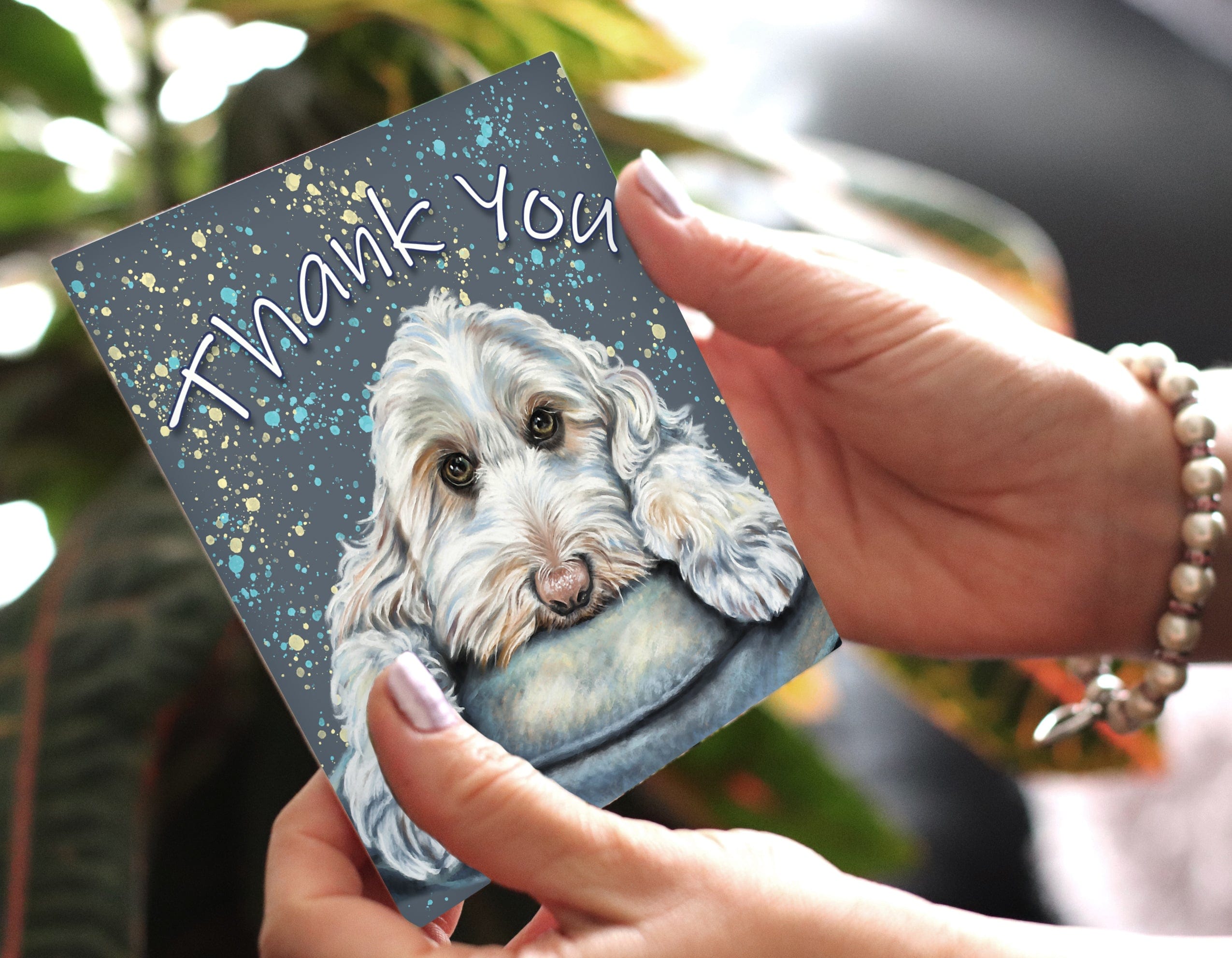 White Labradoodle Thank You Card – Irisha's Card Art
